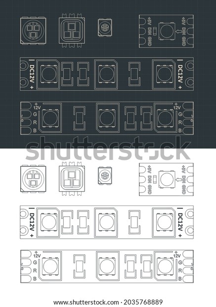Stylized Vector Illustration Blueprints Led Strip Stock Vector (Royalty ...