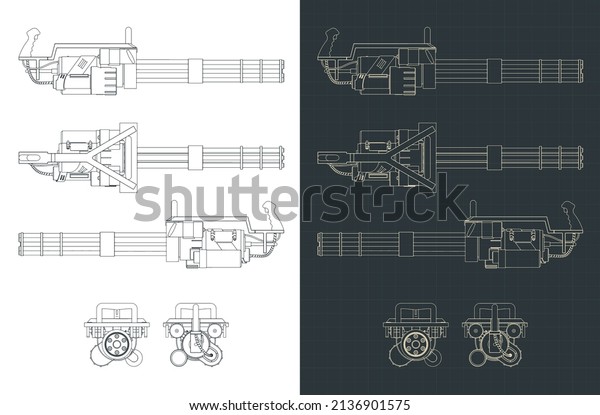 Stylized Vector Illustration Blueprints Minigun Stock Vector (Royalty ...
