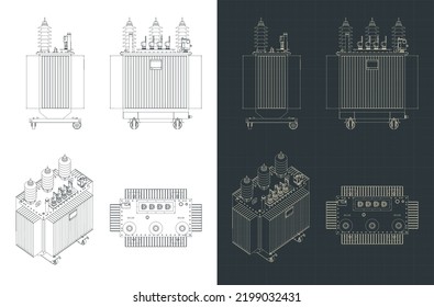 Stylized Vector Illustration Blueprints Power Threephase Stock Vector ...