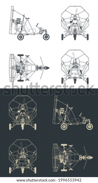 Stylized Vector Illustration Blueprints Ultralight Trike Stock Vector ...