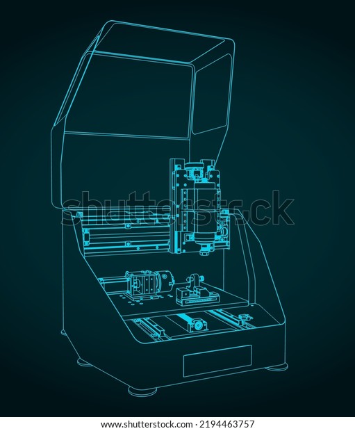 Stylized Vector Illustration Cnc Milling Machine Stock Vector (Royalty ...