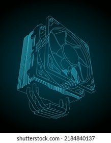 Stylized Vector Illustration Drawings Cpu Cooler Stock Vector (Royalty ...