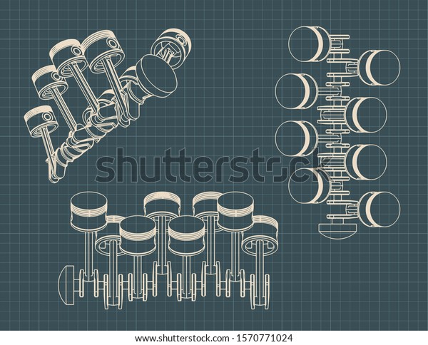 Stylized Vector Illustration Drawings Piston Crank Stock Vector (Royalty Free) 1570771024