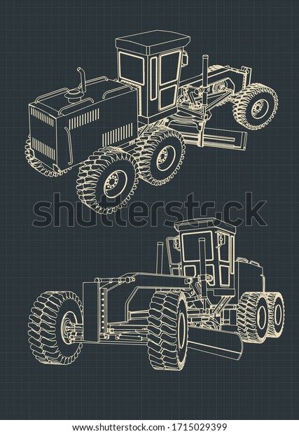 Stylized Vector Illustration Drawings Road Grader Stock Vector (Royalty ...