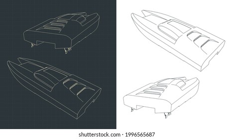 Stylized Vector Illustration Drawings Speed Boat Stock Vector (Royalty ...