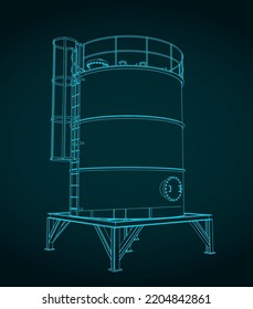 Stylized Vector Illustration Drawings Storage Tank Stock Vector ...