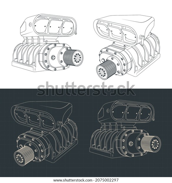 Stylized Vector Illustration Drawings Supercharger Stock Vector ...