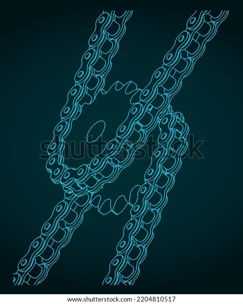 Stylized Vector Illustration Gears Chain Drive Stock Vector (Royalty ...