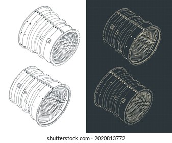 Stylized Vector Illustration Isometric Blueprints Compressor Stock ...