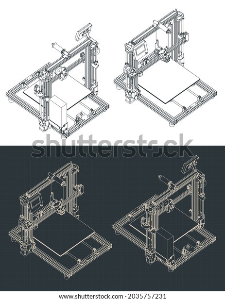 Stylized Vector Illustration Isometric Blueprints 3d Stock Vector ...