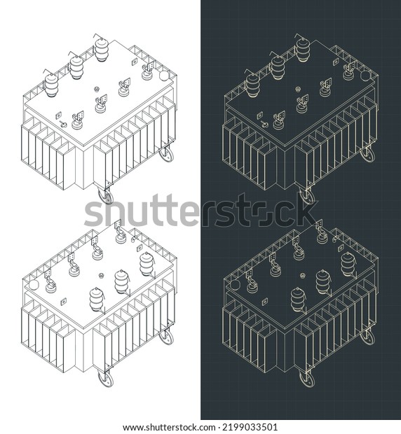 Stylized Vector Illustration Isometric Blueprints Power Stock Vector ...