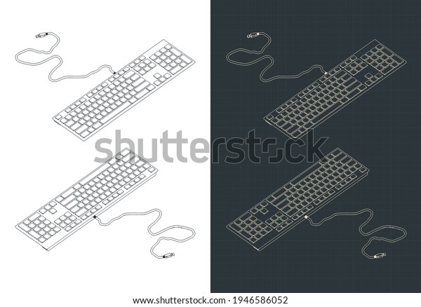 Stylized Vector Illustration Keyboard Isometric Drawings Stock Vector ...
