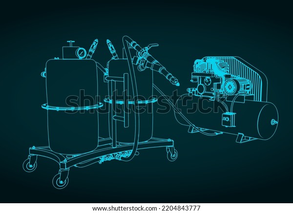 Stylized Vector Illustration Sand Blasting Machine Stock Vector ...