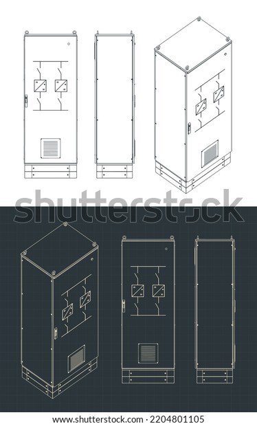 Stylized Vector Illustrations Blueprints High Voltage Stock Vector ...