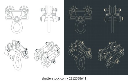 Stylized Vector Illustrations Blueprints Overhead Hoist Stock Vector ...