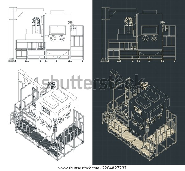 Stylized Vector Illustrations Blueprints Sand Blasting Stock Vector ...