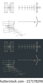Stylized Vector Illustrations Blueprints Tv Antenna Stock Vector ...