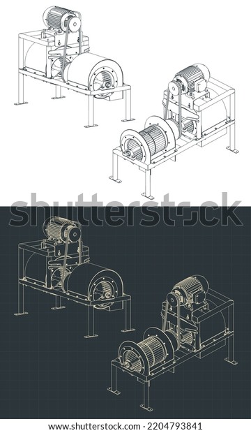 Stylized Vector Illustrations Isometric Blueprints Industrial Stock ...