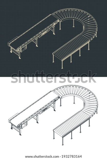 Stylized Vector Illustrations Roller Belt Conveyors Stock Vector ...