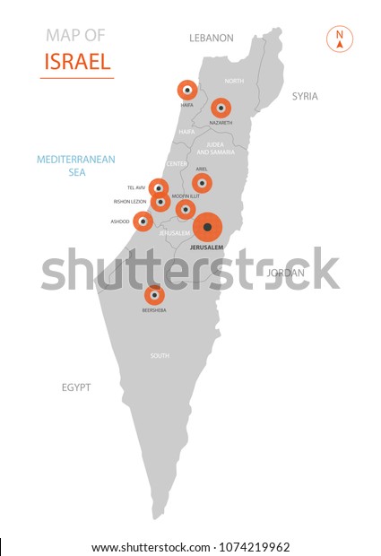 Stylized Vector Israel Map Showing Big Stock Vector (Royalty Free ...