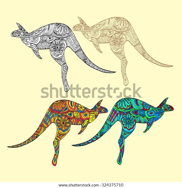 Stylized Vector Kangaroo Isolated On White Stock Vector (Royalty Free ...