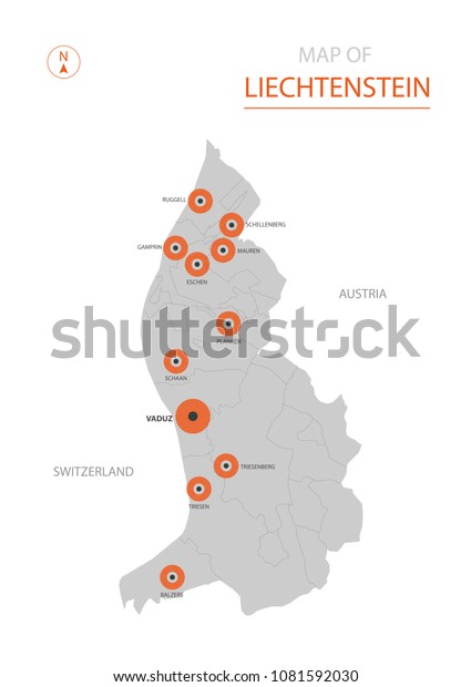 Stylized Vector Liechtenstein Map Showing Big 库存矢量图（免版税）1081592030 ...