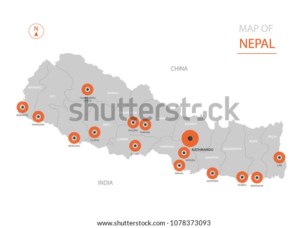 Stylized Vector Nepal Map Showing Big Stock Vector (Royalty Free ...