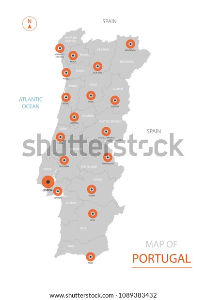 Stylized Vector Portugal Map Showing Big Stock Vector (Royalty Free ...
