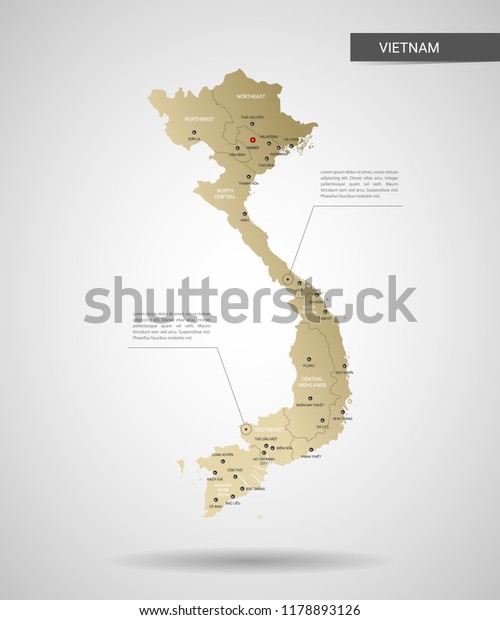 Stylized Vector Vietnam Map Infographic 3d Stok Vektör (Telifsiz ...