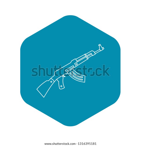 Submachine Gun Icon Outline Style Isolated Stock Vector (Royalty Free ...