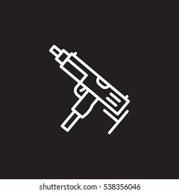 Submachine Gun Line Icon Outline Vector Stock Vector (Royalty Free ...