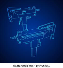 Submachine Gun Modern Firearms Pistol Wireframe Stock Vector (Royalty ...