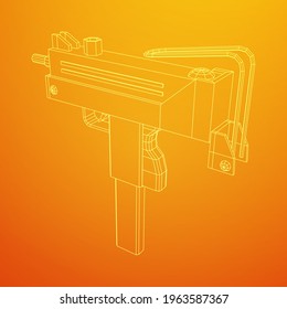 Submachine Gun Modern Firearms Pistol Wireframe: vetor stock (livre de ...