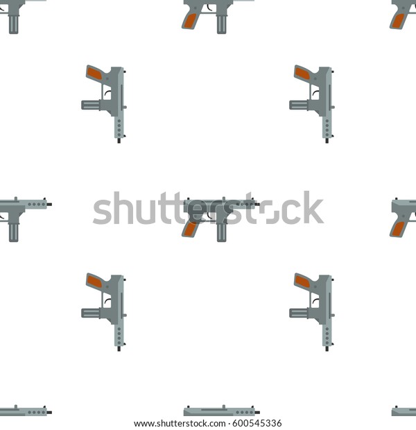 Submachine gun security and military weapon. Metal automatic gun ...