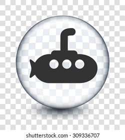 Submarine On Transparent Round Button Stock Vector (Royalty Free ...
