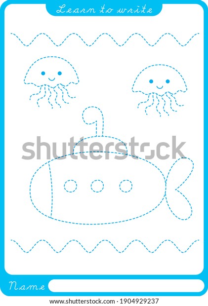 Submarine Preschool Worksheet Practicing Fine Motor Stock Vector ...