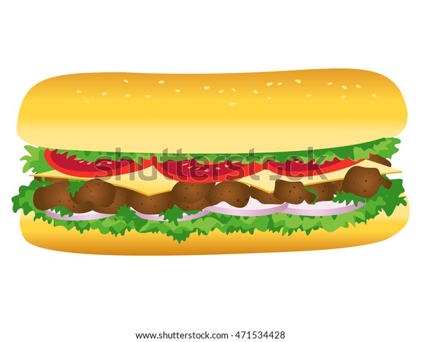 Submarine Sandwich Vector Illustration Fast Food Stock Vector (Royalty ...