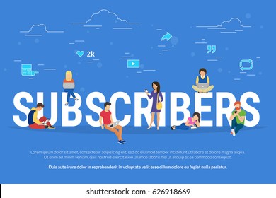 Subscribers Concept Illustration Young Man Woman Stock Vector (Royalty ...