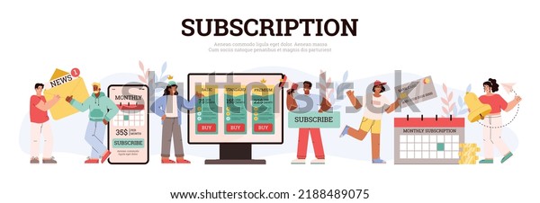 Subscription Concept Banner People Choosing Subscription Stock Vector ...