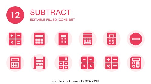 Subtract Icon Set Collection 12 Filled Stock Vector (Royalty Free ...