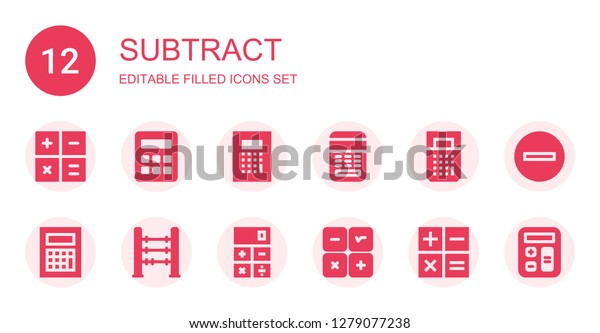 Subtract Icon Set Collection 12 Filled Stock Vector (Royalty Free ...