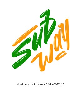 Subway Hand Drawn Modern Brush Lettering Stock Vector (Royalty Free ...