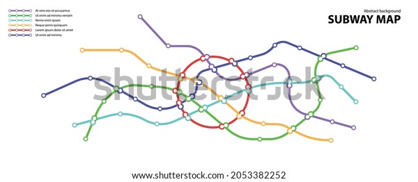 Subway Map Template Fictional Town Public Stock Vector (Royalty Free ...