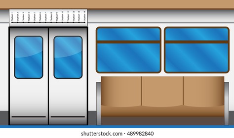 Subway Metro Urban Train Interior Vector Stock Vector (Royalty Free ...