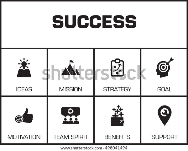 Success Chart Keywords Icons Stock Vector (Royalty Free) 498041494 ...