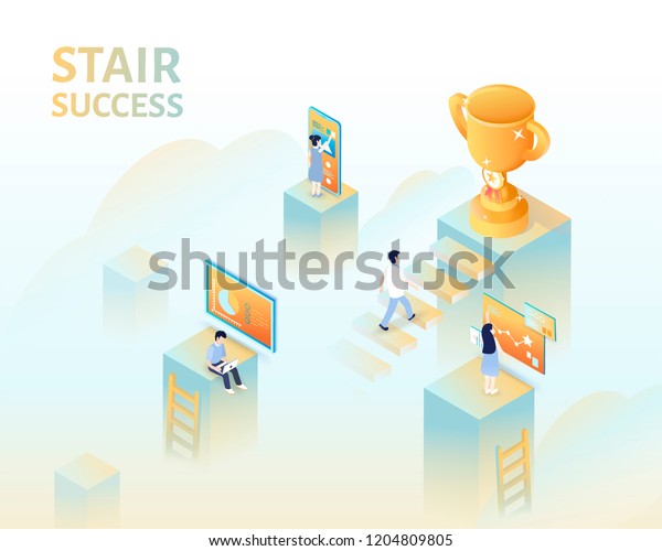 Success Concept 3d Isometric Projection People 库存矢量图（免版税）1204809805 ...