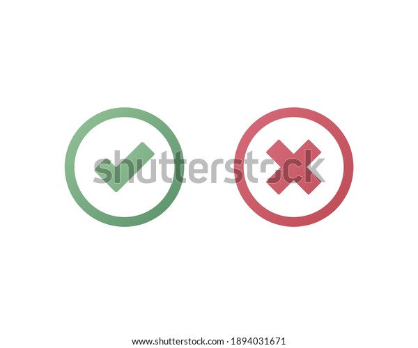 Correcto, iconos de error. Ilustración vectorial: vector de stock ...