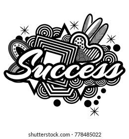 Success Hand Lettering Typography Text Doodles Stock Vector (Royalty ...