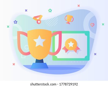 Success Icon Set Trophy Certificate Medal Stock Vector (Royalty Free ...