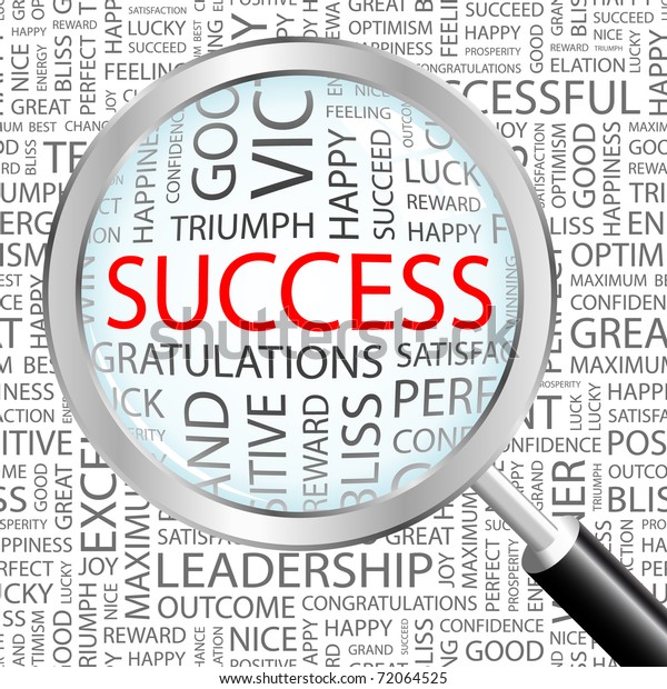Success Magnifying Glass Over Background Different Stock Vector ...